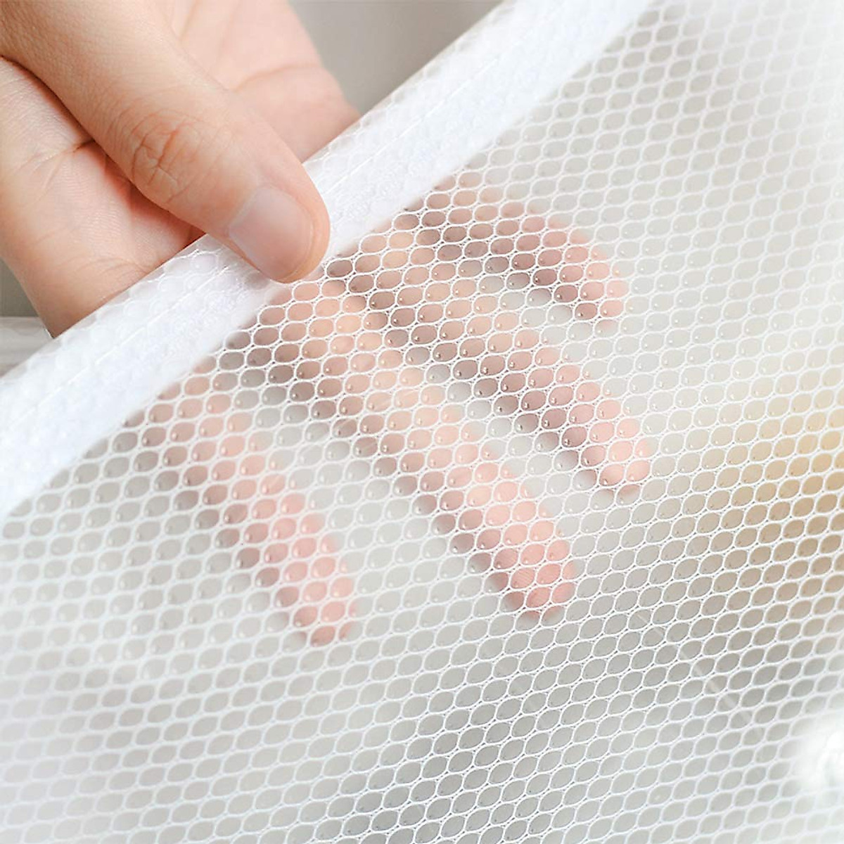 Cabilock 1pc Waterproof Cosmetic Bag White Makeup Bag Zipper Mesh Pouch Waterproof Makeup Bag Zipper Cosmetic Purse Mesh Bag Travel