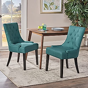 Christopher Knight Home Hayden Fabric Dining Chairs, 2-Pcs Set, Dark Teal