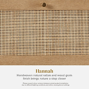 mopio Hannah Floating Nightstand, Natural Rattan Farmhouse Boho Wall Mounted Space Saving Bedside Tables, Nightstands, Drawer with Spacious Storage, for Bedroom, Living (Single)