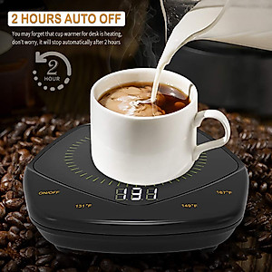 Mug Warmer, 25W Quickly Heating Coffee Warmer with Temperature 131°F/149°F/167°F Cup Warmer for Office Desk 4 Hours Auto Off for Cocoa Tea Water Milk Beverage(Gravity & Touch Switch)