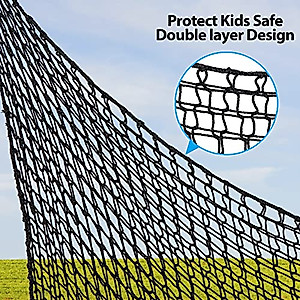 Toriexon 6.5' X 9.8' Climbing Cargo Net, Double Layers Playground Safety Net, with Storage Bag Climbing Net for Kids Outdoor Treehouse