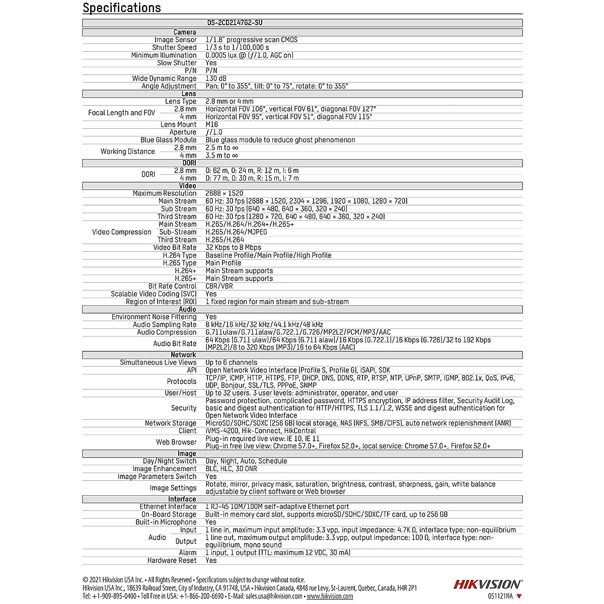 Ⲏіkvіsіon DS-2CD2147G2-LSU Acusense 4MP IP 247 Full Color Night Vision, 2.8mm PoE Dome Camera Outdoor IP67 IK10 H.265+ Built in Mic Compatible with Hikvision IP Camera NVR System