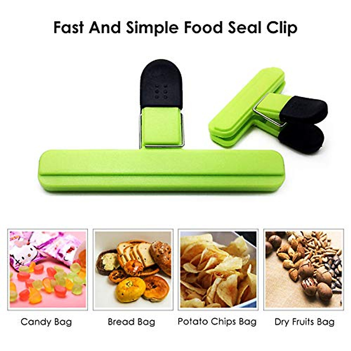 Bag Sealing Clips, Food Clips Bag Sealing Clips, Keeping Clamp Sealer For Kitchen Storage, Snack, Bread, Chip Bags 4pcs (Green)