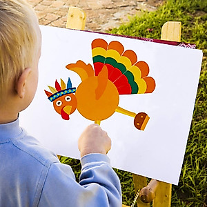 Lulu Home Thanksgiving Game, 20 Sheets Thanksgiving Make-A-Turkey Stickers, Kids DIY Turkey Sticker Craft for Fall Party, Thanksgiving Day, Family Gethering and Class Game