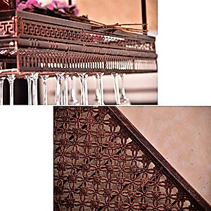 Stylish Simplicity Double Tiers Bars Hanging Wine Bottles Holder with Rhinestone, Ktv Creative Ceiling Cups/Wine Glass/Goblet Holder Stand Rack Metal Steel Storage Shlef, PIBM, Bronze, L120*W35cm