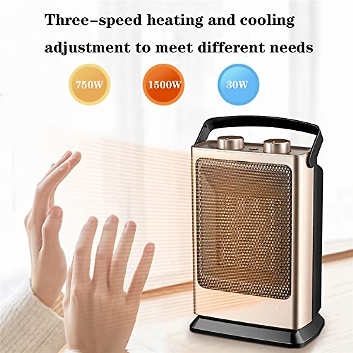 Outdoor Garden Heater Space Heater, 1500W/750W Ceramic Table Heater with Thermostat, Tip-Over and Overheat Protection, Portable Electric Heater with Handle for Indoor Use Patio Hea