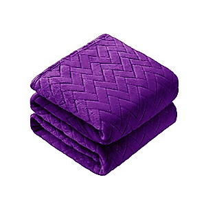Whale Flotilla Plush Fleece Throw Blanket for Couch with Chevron Pattern, Decorative Soft Fluffy Throw Blanket for Sofa, Cozy and Lightweight, Purple, 50x65 Inch