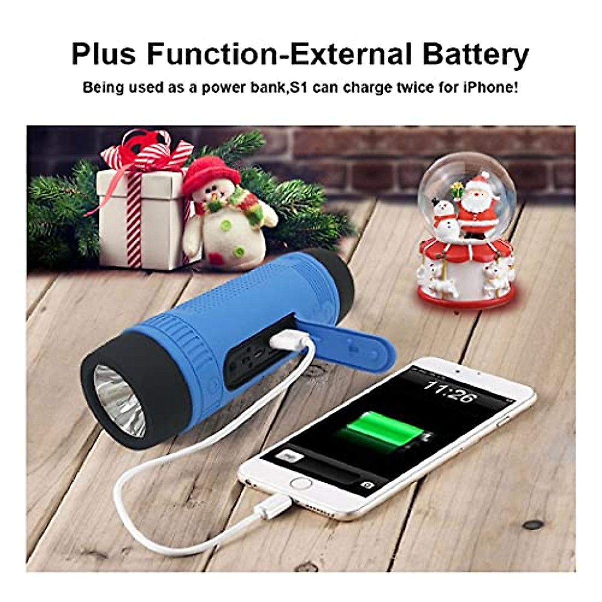 ZEALOT Bluetooth Speaker, Portable Wireless Speaker, S1 Bocina Bluetooth, 4000mAh, IPX5 Waterproof, LED Torch Light, MIC/TF/AUX for Home Outdoor Hiking Camping iOS Andoird -Gray