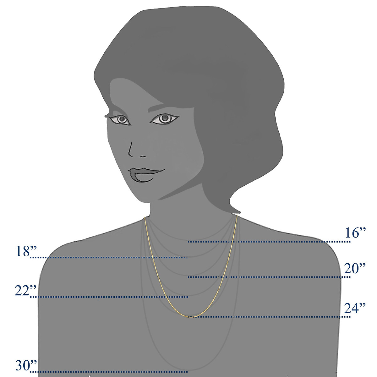 Jewelry Affairs 14k Real Solid Gold Box Style Chain Necklace, 0.6mm (20 Inches, Yellow Gold)