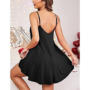 Ekouaer Womens Cotton Nightgown Victorian Sleep Dress Sleepwear,24-black,Large