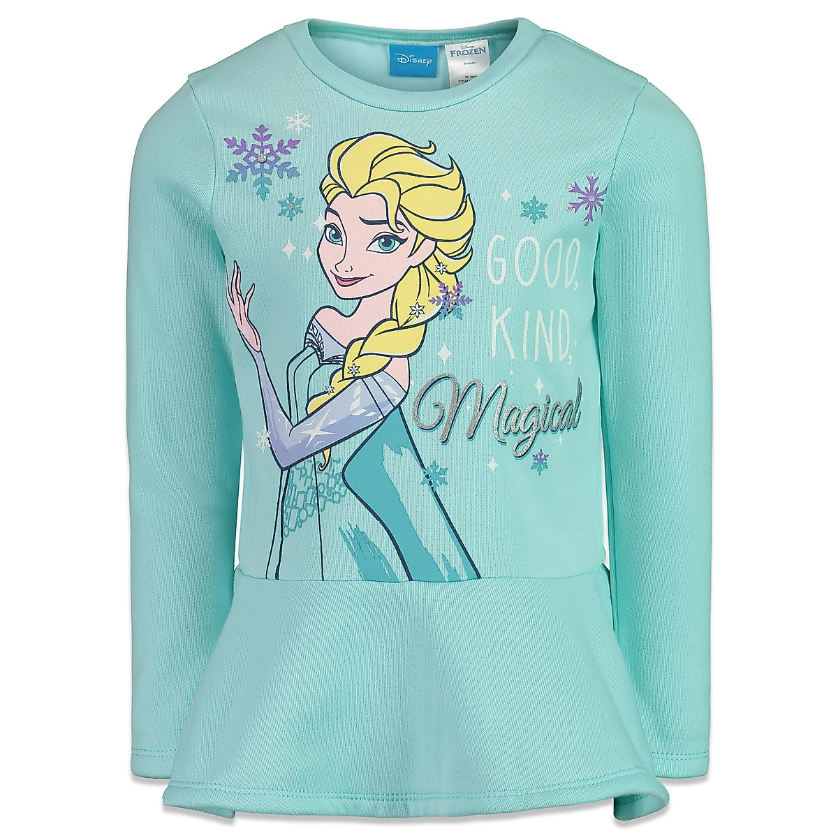 Disney Frozen Elsa Little Girls Fleece Long Sleeve Graphic T-Shirt and Leggings Outfit Set Turquoise/Blue 7