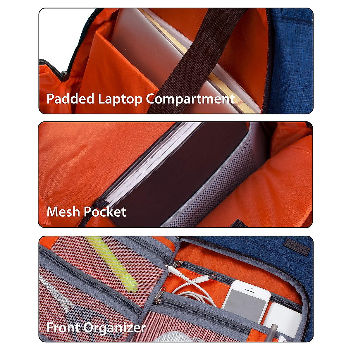 Rockland Slim Pro USB Laptop Backpack, Blue, Large