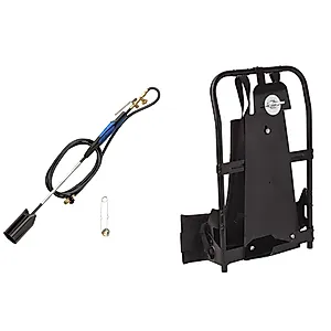 Flame King Propane Torch Kit Heavy Duty Weed Burner, 500,000 BTU with Flint Striker, with 10-ft Hose Regulator Assembly & YSNBKPK-AF Alice Pack Frame Backpack for 10LB Propane Tank, Black