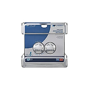 Croydex Stick n Lock Easy to Fit Adhesive Two Tier Cosmetic Basket, 20.6in x 10.2 x 6.4in, Chrome
