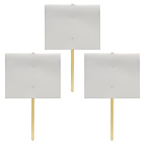 Beistle 3 Piece White Blank Yard Signs With Pine Stakes, Personalize Your Own Outdoor Lawn Decor For Happy Birthday, Garage Sale, For Rent, Graduation, Party Supplies