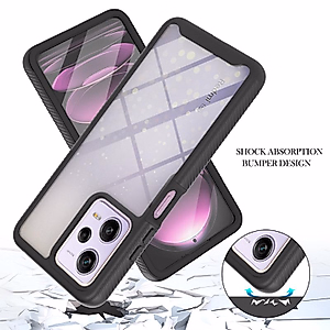 DETUOSI Xiaomi Redmi Note 12 Pro 5G Phone Case, Built in Screen Protector, Redmi Note 12 Pro Shockproof Case [360 Full Body Protection], 3 in 1 Protective Phone Case for Xiaomi Poco X5 Pro, Black