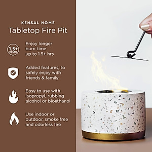 Tabletop Fire Pit for Indoor or Outdoor Use - Smokeless and Odorless Table Top Fire Pit Bowl Perfect for S'More, Party and Gifts - Portable Mini Fire Pit Easy to Use and Long Lasting (Terrazzo)