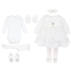 T.F. Taffy Taffy Baby Girl Newborn Christening Baptism, White, Size 0-3 Months