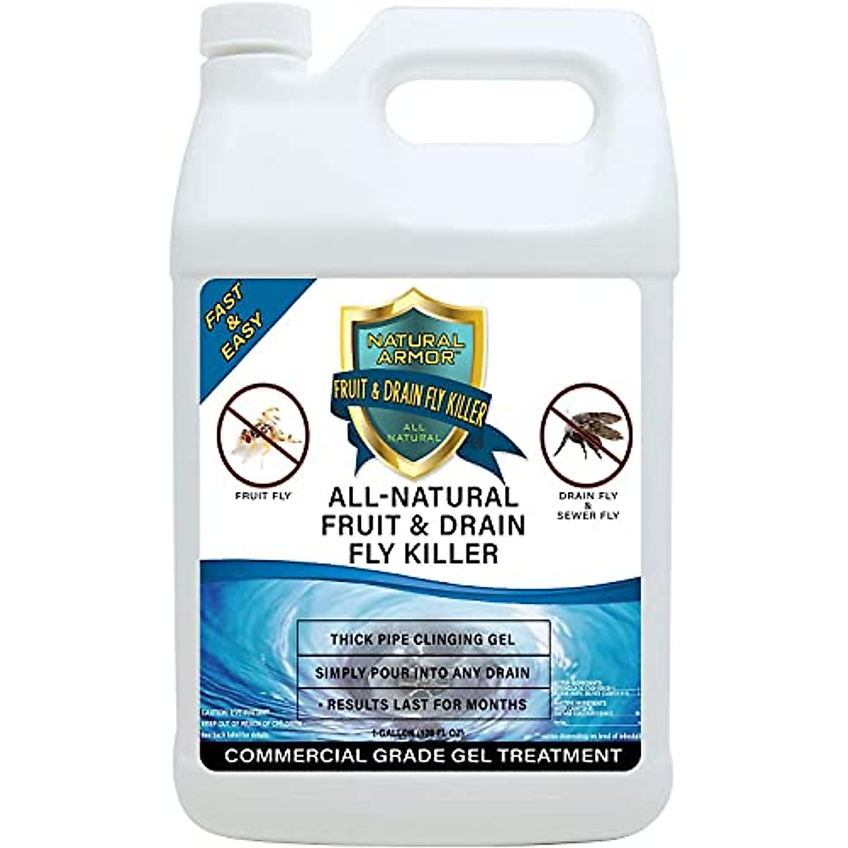 Fruit Fly & Drain Fly Killer - Simple Commercial Drain Gel Treatment - Eliminates Gross Fruit Flies, Drain Flies, Sewer Flies & Gnat Infestations from Any Drain. Fast & Easy - (128 Oz, Case of 4)