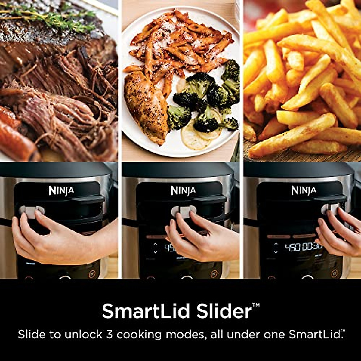 Ninja OL500 Foodi 6.5-qt. Pressure Cooker Steam Fryer with SmartLid, 13-in-1 that Air Fries, Bakes & More, with 2-Layer Capacity, Crisp Basket, Silver/Black (Renewed)
