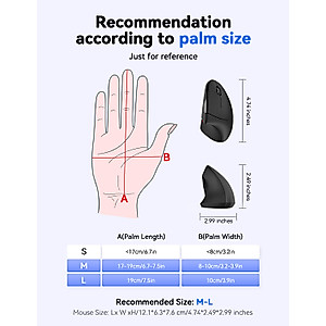 TECKNET Ergonomic Mouse, 4800 DPI Wireless Vertical Mouse with 5 Adjustable DPI Levels, 2.4GHz Optical Carpal Tunnel Mouse, 6 Buttons Wireless Mouse for Laptop, Desktop, PC, MacBook - Grey
