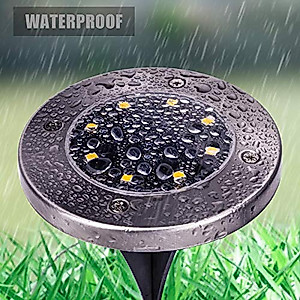 GIGALUMI 8 Pack Solar Ground Lights, 8 LED Solar Powered Disk Lights Outdoor Waterproof Garden Landscape Lighting for Yard Deck Lawn Patio Pathway Walkway (White)