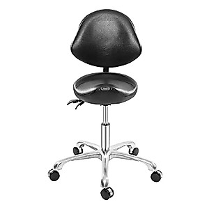 ajorah Adjustable Saddle Chair Stool with Back Rest,Heavy Duty Ergonomic Stool Chair for Laboratory, Clinic, Salon, Manicure,Tattoo (Black, with Backrest)