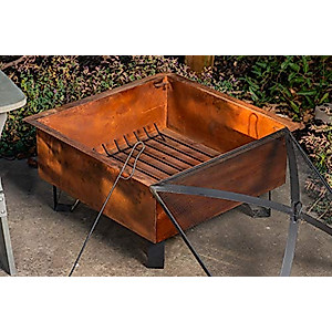 Bond Manufacturing 52119 Boxite 26" Square Wood Burning Steel Fire Pit, Rust