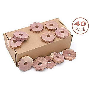 Venxic Cedar Rings for Hangers Red Cedarwood Blocks Clothes Storage Freshener Drawers Accessories [40 Pack]