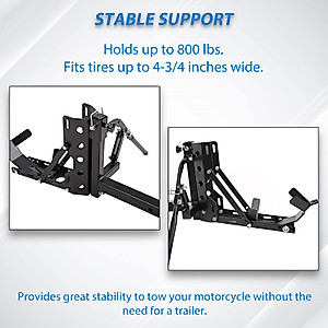 ECOTRIC 800LBS Motorcycle Trailer Hitch Scooter Hauler Mount Rack 2" Motorcycle Tow Carrier Receiver Heavy Duty Steel