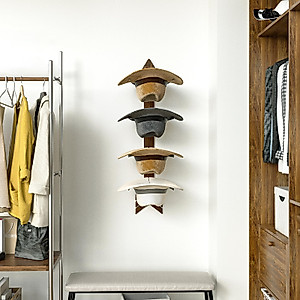 HYDERMUS Cowboy Hat Holder Rustic Wood Arrow Design Hat Organizer 4 Pieces Cowboy Hat Rack Western Decor Hat Storage Hat Hanger for Storage and Organization Walnut