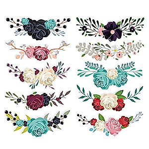 Flower Iron on Sticker Heat Transfer Patches 10 PCS Appliques Decals for T-Shirt Jeans Backpacks Jackets Dress Clothing Art Decoration Accessories