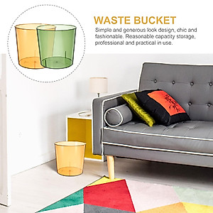 MAGICLULU 2pcs Plastic Waste Basket Clear Round Trash Can Small Wastebasket Garbage Container Bin Trash Bin for Home Bathroom Bedroom Kitchen College Dorm Office Craft Room Orange and Green