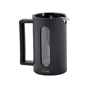 Any Morning Coffe Maker, Stainless Steel Borosilicate Glass French Press, Tea Press for Loose Tea, BPA Free, Heat Resistant Durable, Easy to Clean, 20 oz, Black