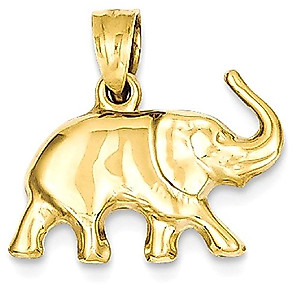 IceCarats 14K Yellow Gold Elephant Necklace Charm Pendant 18mm x 17mm Only