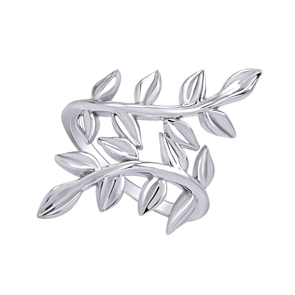 14K White Gold Plated 925 Sterling Silver Oliva Leaf Fashion Ring For Women Ring Size-6