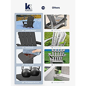 KINGYES Folding Adirondack Chair, HDPE All-Weather Folding Adirondack Chair, Grey