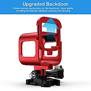 Nechkitter Aluminum Frame Housing Case for GoPro Hero 5 Session / 4 Session/Hero Session, CNC Aluminum Alloy Solid Protective Case with Wrench –Red