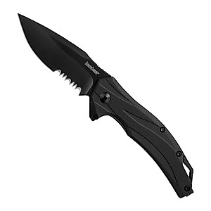 Kershaw Lateral Folding Pocket Knife, Black Serrated 3.1 inch Blade, Every Day Carry, Pocketclip