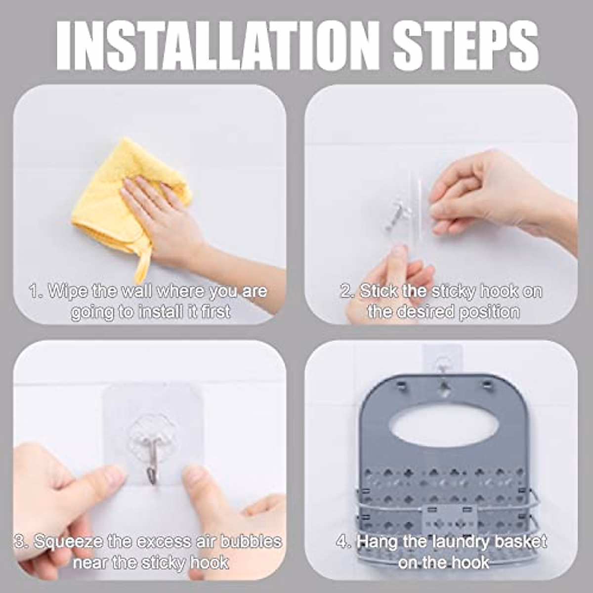 JISON21 Collapsible Laundry Basket Hanging Laundry Hamper With Handle Dirty Laundry Basket, Portable Punch Free Foldable Plastic Laundry Basket For Home, College Dorm