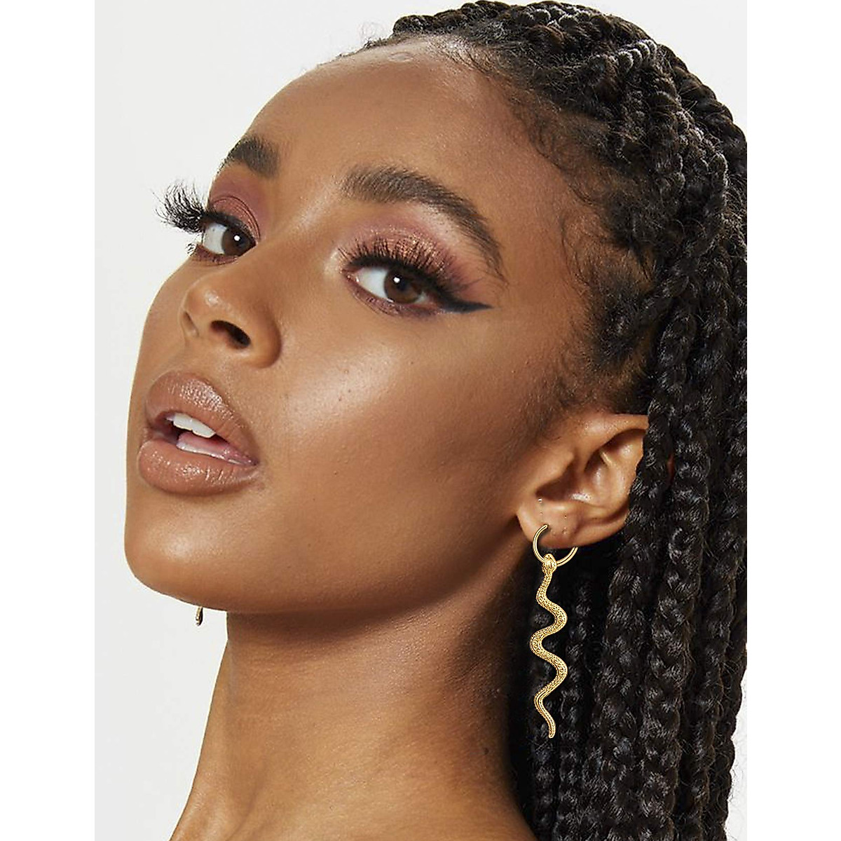 ZITULRY 9 Pairs Snake Earrings Charm Huggie Hoop Earrings Set Punk Rhinestone Serpent Drop Dangle Stud Earrings Minimalist Crystal Long Snake Earrings for Women Girls Jewelry Gift,Gold