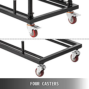 VEVOR Folding Chair Dolly, 39.4"L x 20"W x 43.7"H L-Shaped Steel Foldable Storage Cart, 2 Swivel Casters with Brakes & 2 Fixed Straight Casters, for Commercial Home Kitchen Folding Chairs Transport