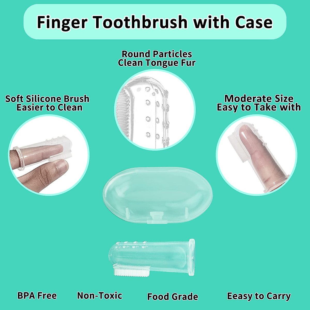 ALARTSNAIL Baby Oral Cleaner, 42Pcs Baby Tongue Cleaner and 1Pc Baby Finger Toothbrush with Case Upgraded Umbrella Brush Head Individual Package Baby Mouth Cleaner Newborn for 0-36 Month Baby