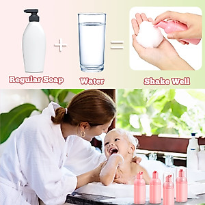 Funtery 24 Pcs Foam Pump Bottles 1 Oz/ 30 ml Travel Soap Bottle Plastic Mini Empty Dispenser Foaming Bottles for Refillable Hand Sanitizer Lash Shampoo Bottles (Pink)