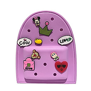 Happy Home Silicone Women Backpack With Charms-Small Travel Crossbody Bag Lightweight Durable Waterproof (Light Purple)