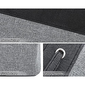 MAQIAO 3 Pack Collapsible Storage Bin Foldable Canvas Fabric Storage Basket Cube Box, Sturdy Organizer with Handles for Home, Office, Nursery, Closet Shelves (Black and Grey)