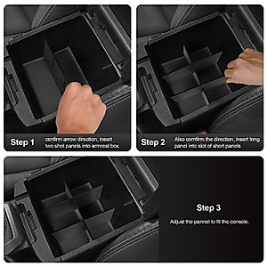 Tyiagle Armrest Dividers Storage Box and Center Console Organizer Tray for Toyota Tacoma 2016-2020 2021 2022 2023 3rd Gen Tacoma Secondary Accessories (3 PCS)