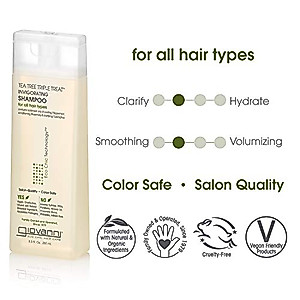 GIOVANNI Tea Tree Triple Treat Invigorating Shampoo & Conditioner Set - Cooling Peppermint, Eucalyptus, Rosemary, Helps Dry, Flaky Scalp, Salon Quality, Vegan, Cruelty Free - 8.5 oz Each
