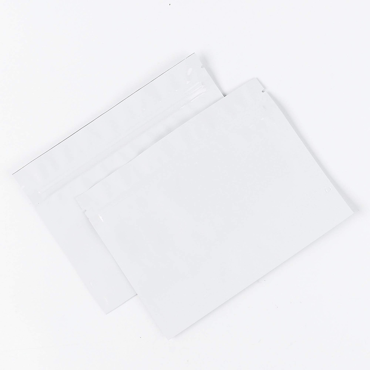 QQ Studio 100 Food Safe Glossy Horizontal Stand Up QuickQlick™ Bags With Zipper Seal for Food and Snacks (White, 17x13cm (6.7x5.1"))