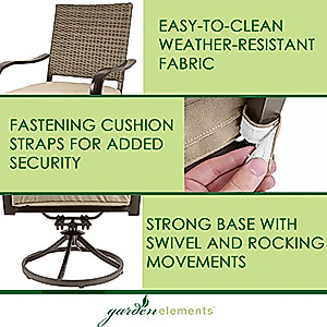 Garden Elements Bellevue Aluminum Woven Back Swivel Rocker, Taupe (Pack of 2)